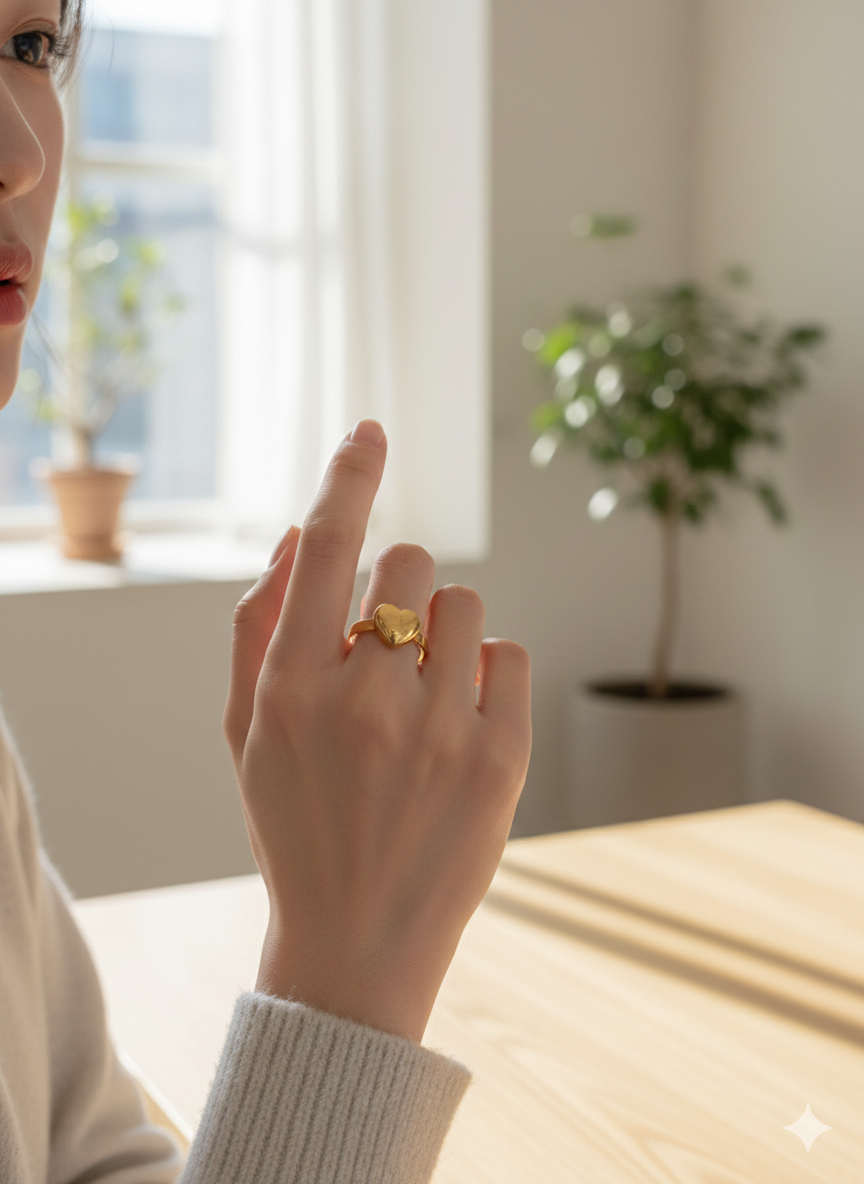 Golden Heart Rings – Bling Bae